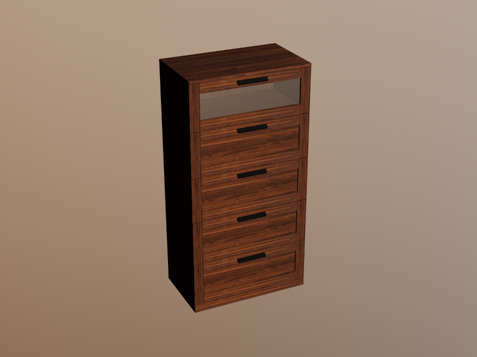KALUA Neoclassical Storage Cabinet DRA 135 (Walnut) 3D Model for AR/ VR ...